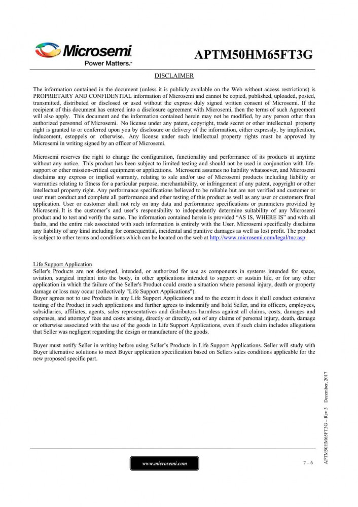 APTM50HM65FT3G technical document page 7
