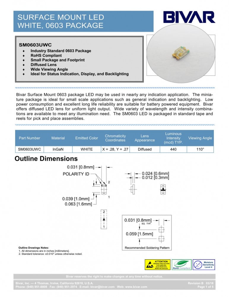 SM0603UWC datasheet page 1