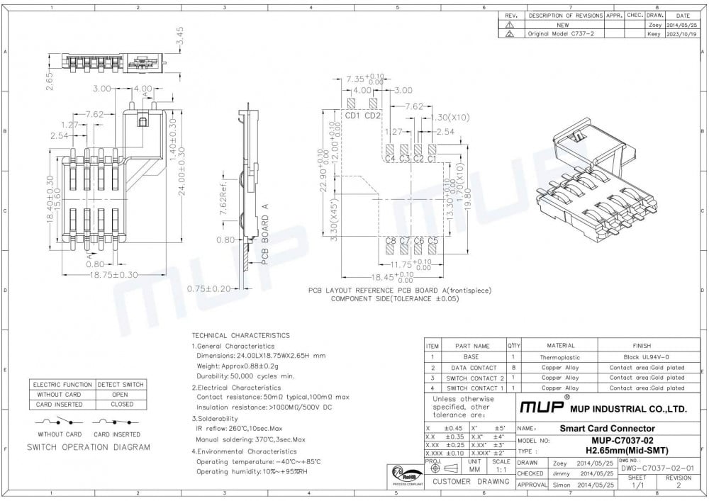 MUP C7037-02 technical drawing page