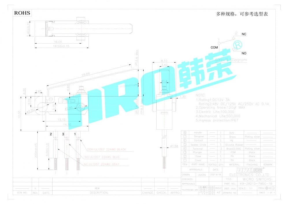 K9-2821D-7WDC-1B product drawing page 1