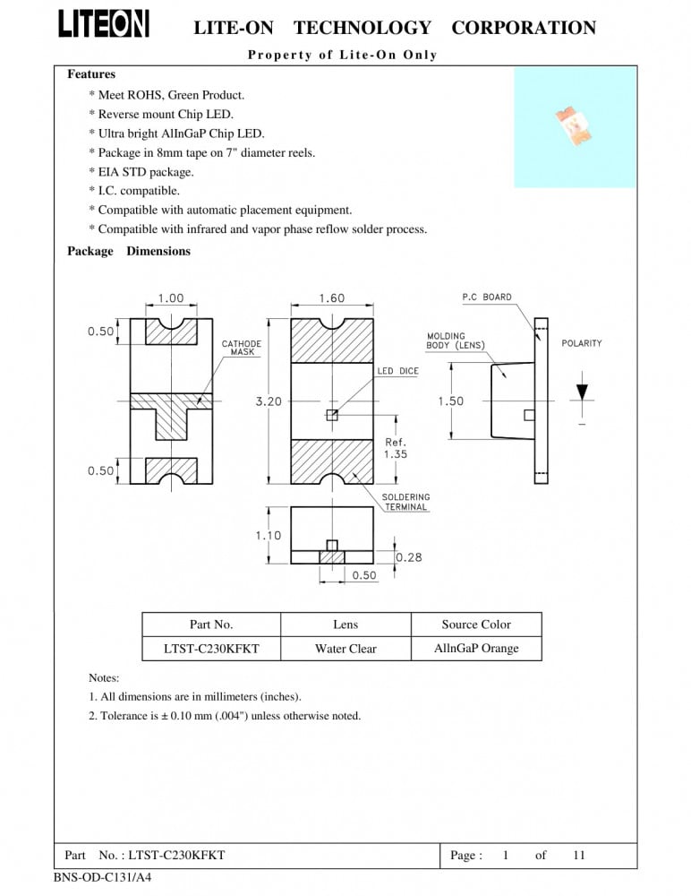 LTST-C230KFKT datasheet page 1