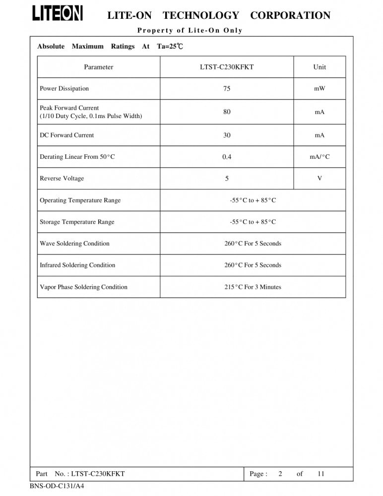 LTST-C230KFKT datasheet page 2