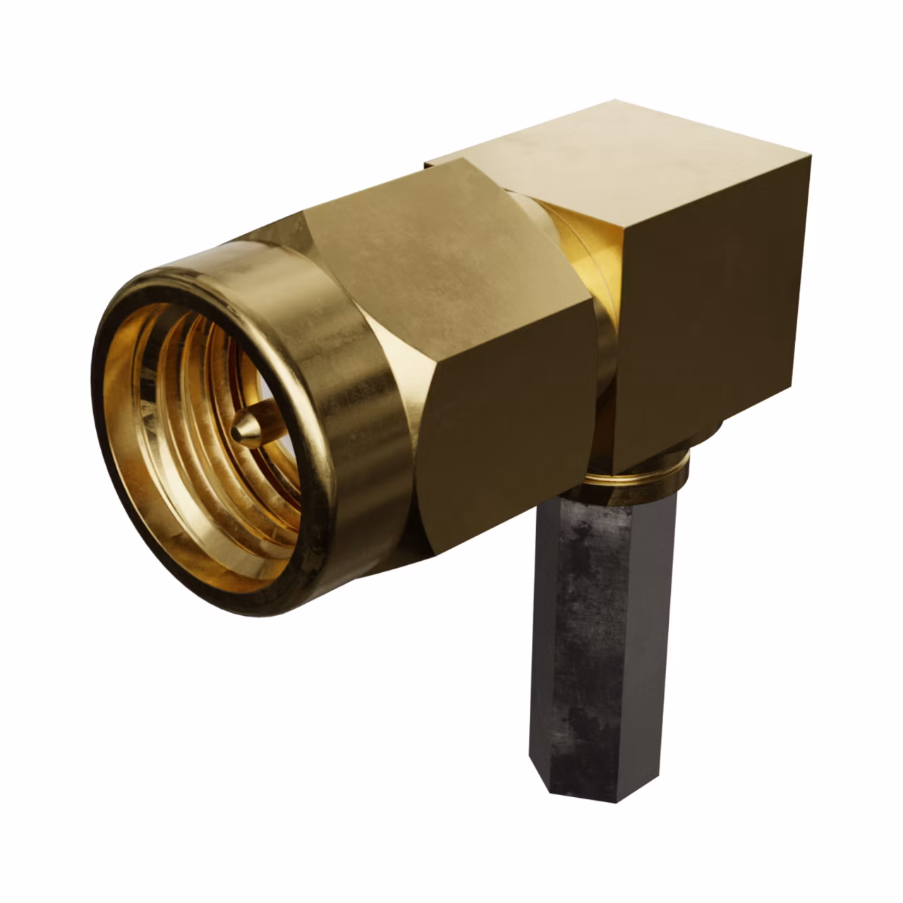 SMA Plug, Right-Angle, Crimp, RG-174, RG-188 and RG-316 Cable, Brass Body, Gold (Au) Plated, One Piece Per Bag, 50 Ohms for sale