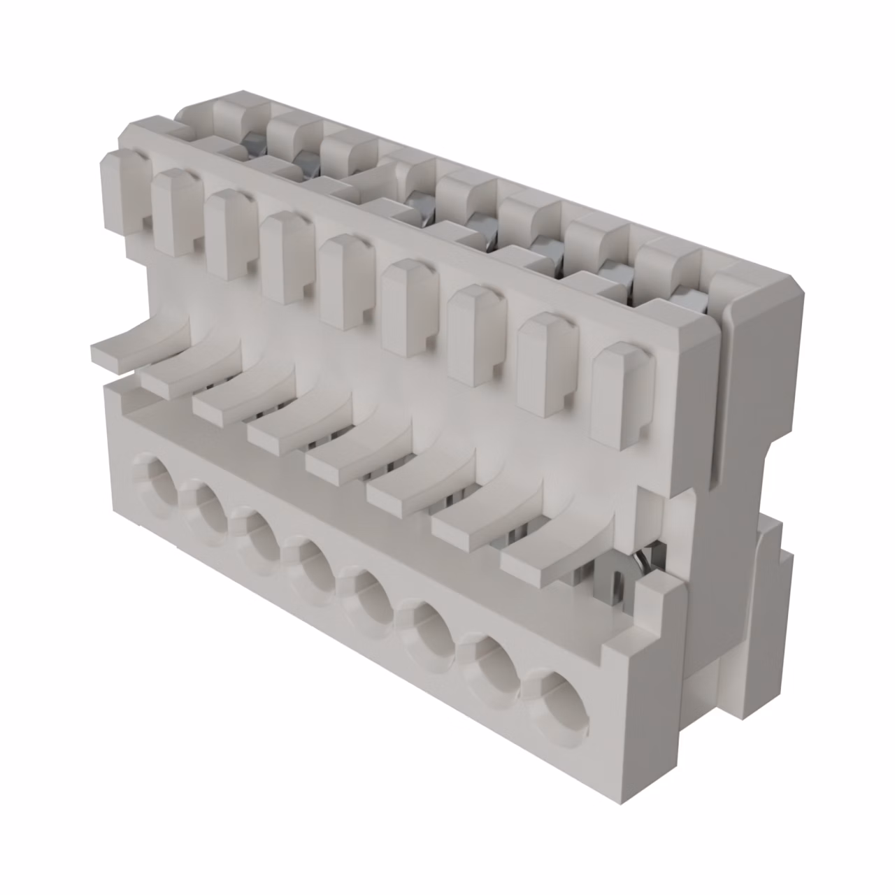 Appli-Mate RAST 2.5 IDT Housing, 2.50mm Pitch, Female, 8 Circuits, Beaded Terminal, All Position Keys, Slotted Endwalls, Polarizing Rib Between Circuits 3 & 4 for sale