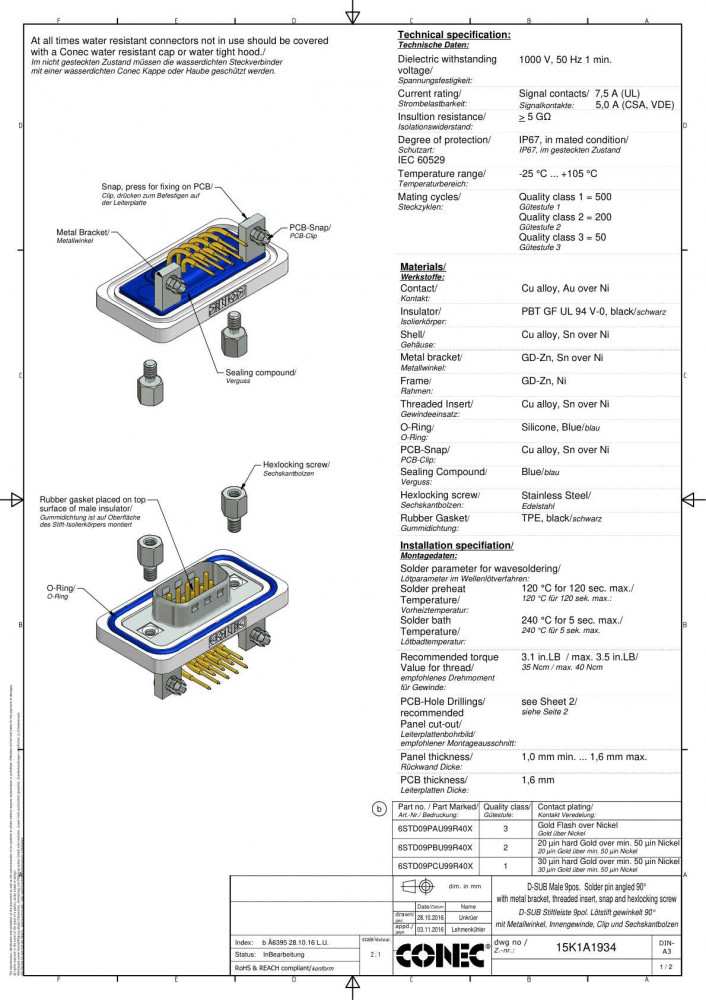 Conec 6STD09PAU99R40X drawing sheet 1