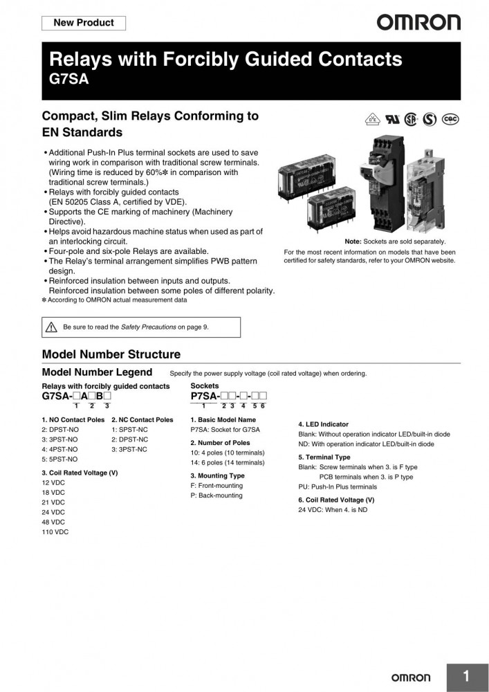 G7SA product documentation page 1