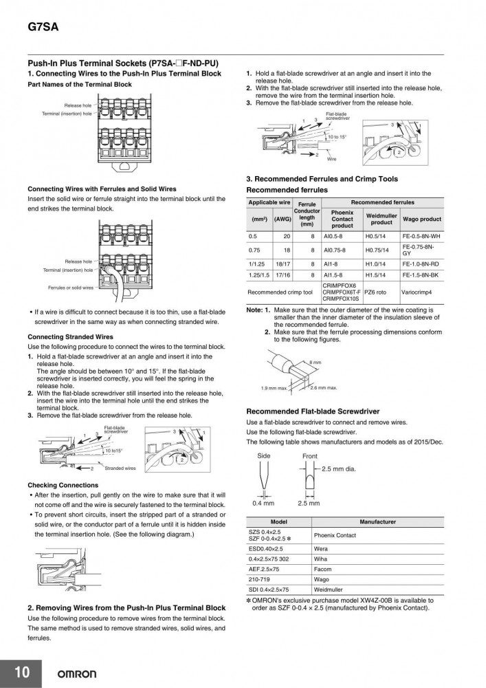G7SA product documentation page 10