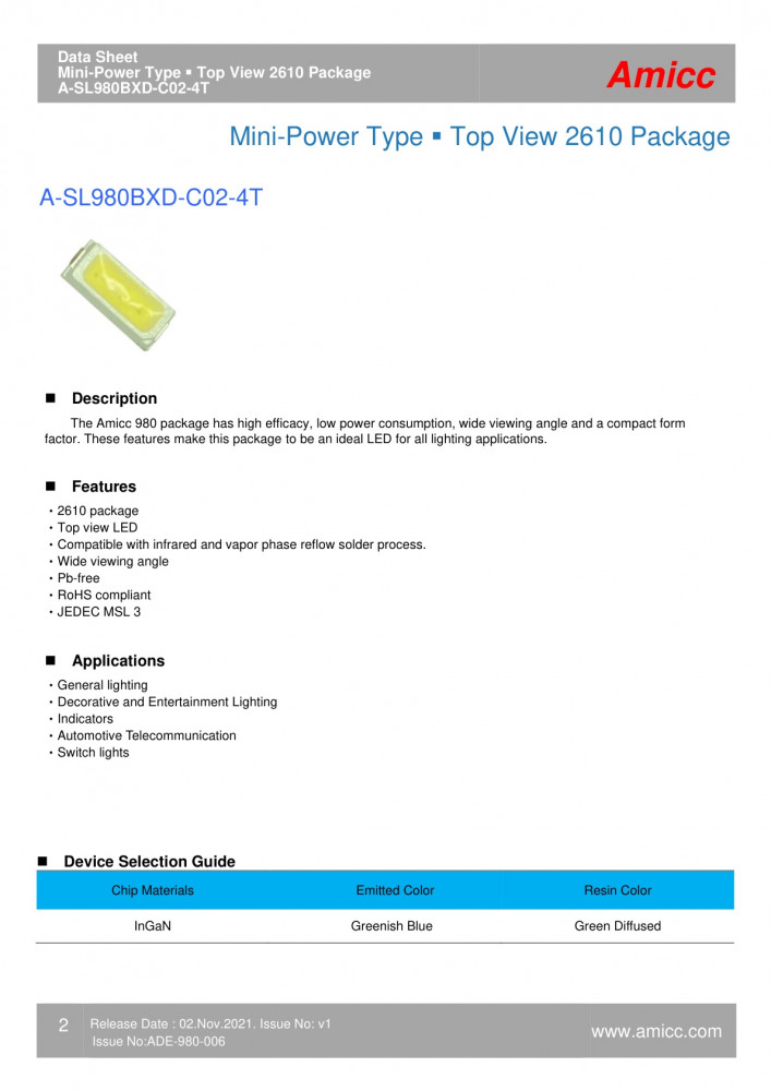A-SL980BXD-C02-4T datasheet page 2