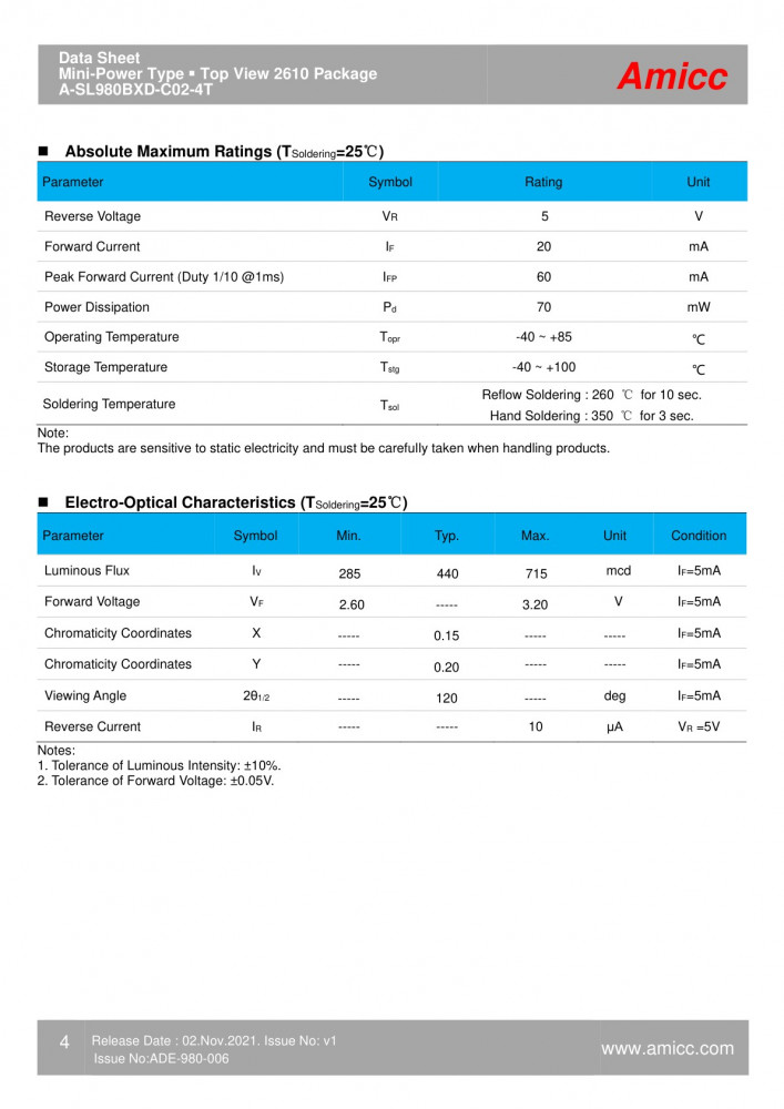 A-SL980BXD-C02-4T datasheet page 4
