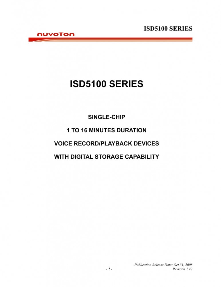 ISD5100 datasheet page 1