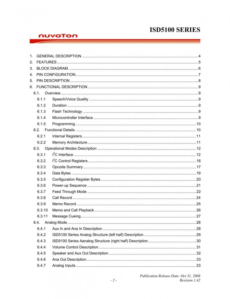 ISD5100 datasheet page 2