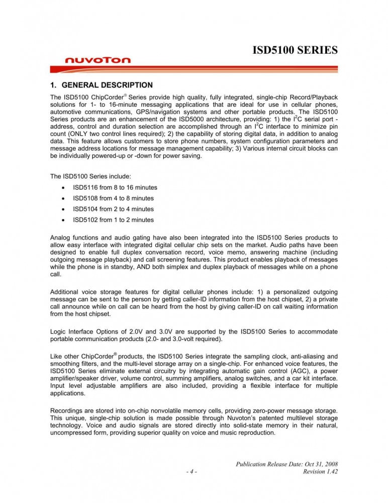ISD5100 datasheet page 4