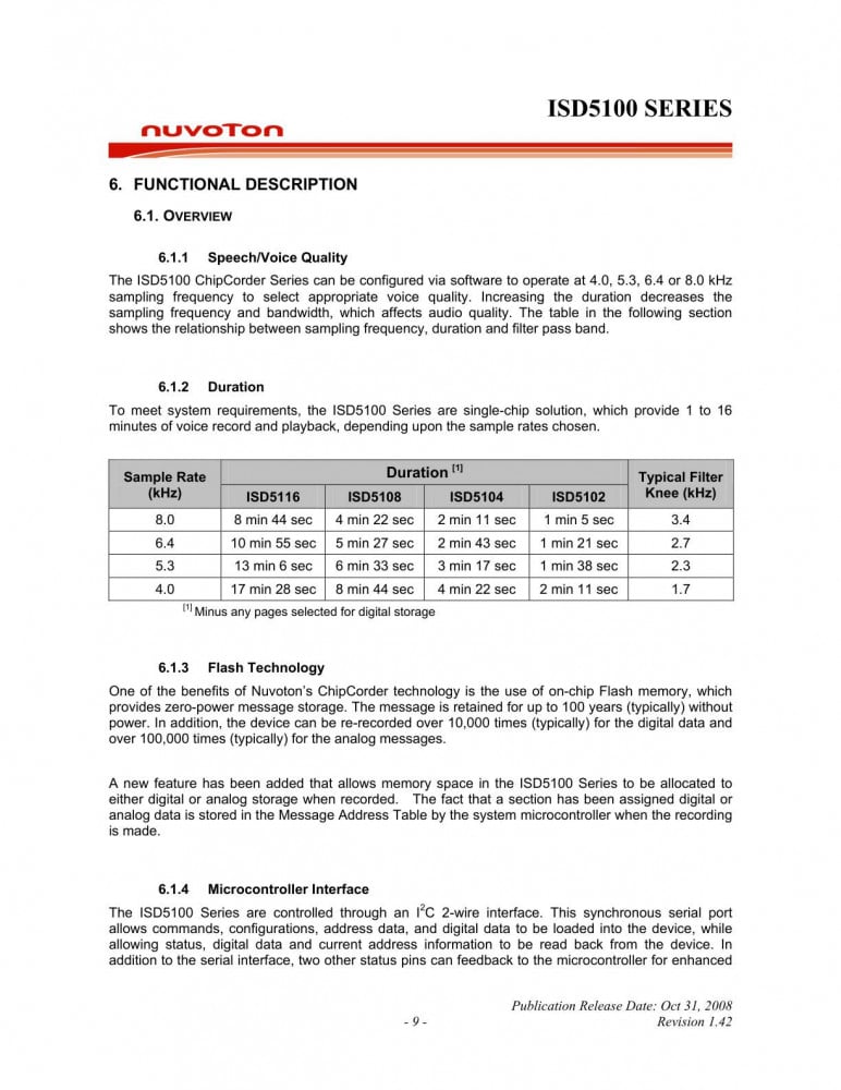 ISD5100 datasheet page 9