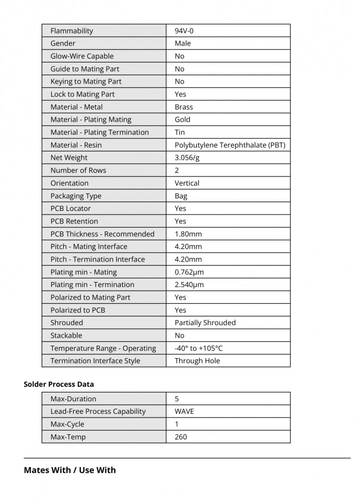 Technical document page 3 for MOLEX 15977104