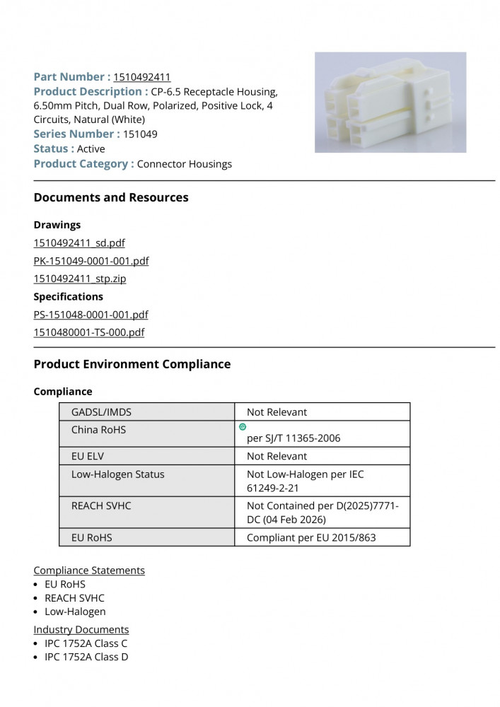 CP 6.5 connector specification document, page 1