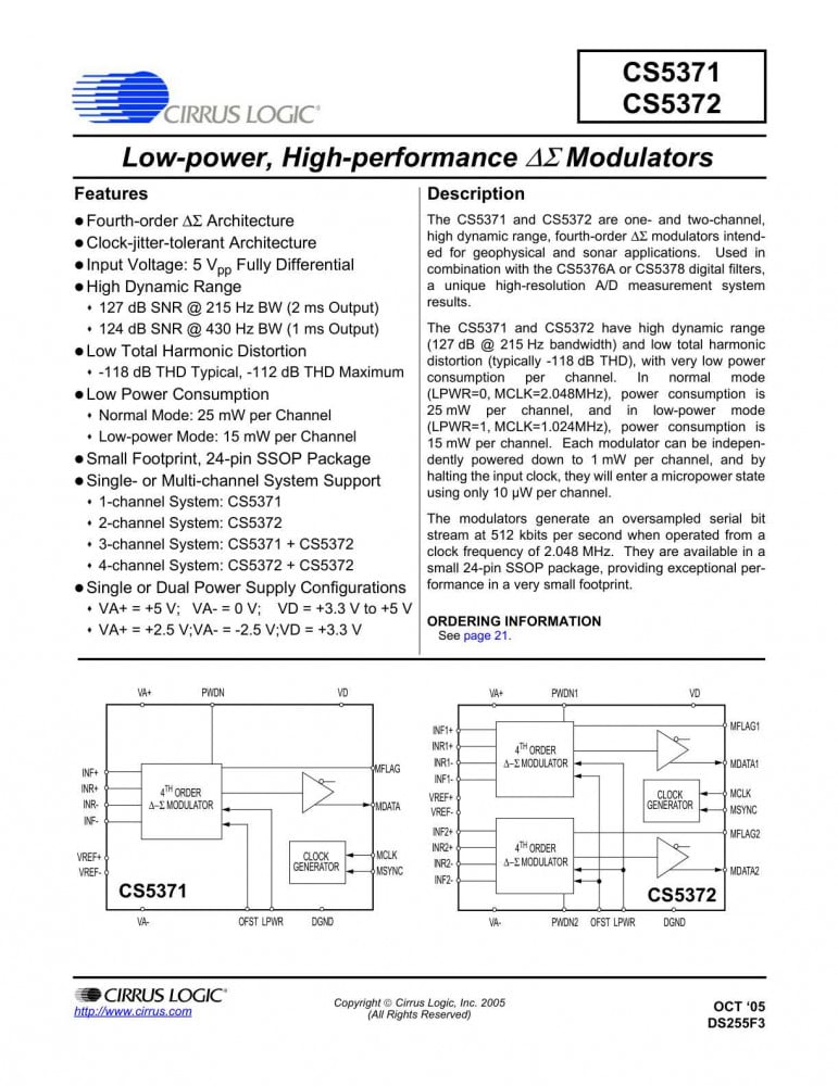 CS5371-BS datasheet page 1