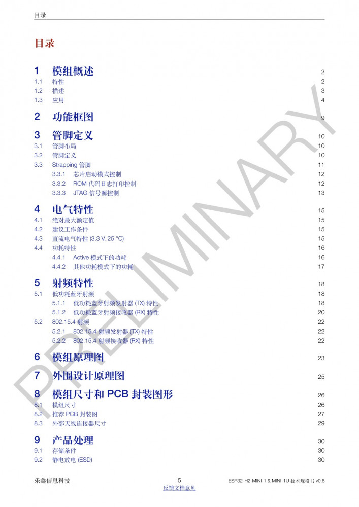 ESP32-H2-MINI datasheet page 5