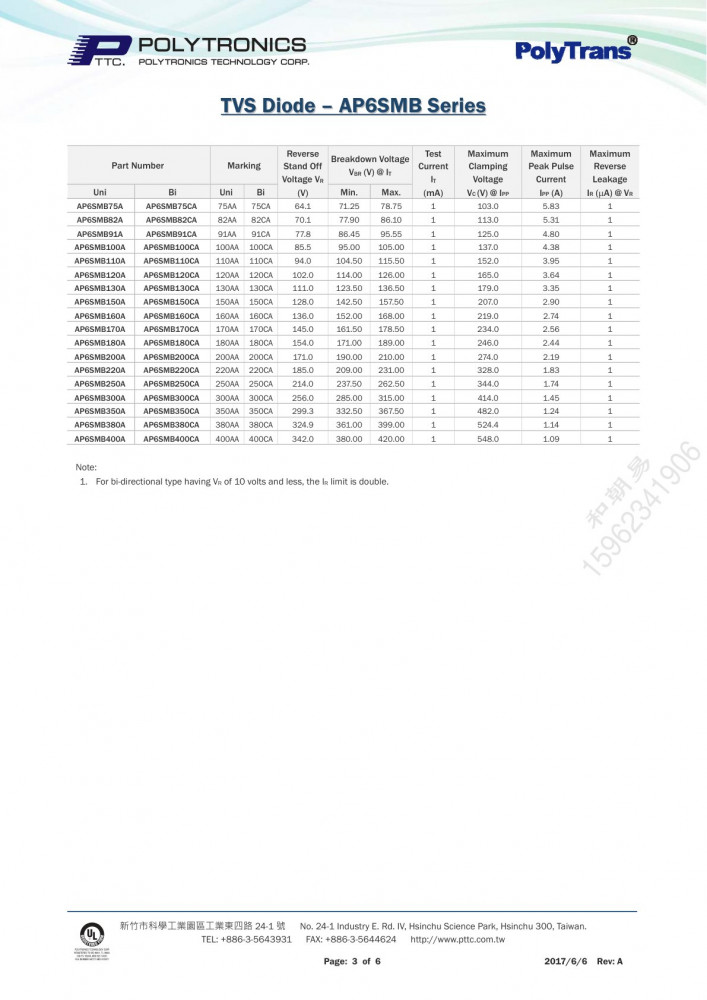 AP6SMB series datasheet page 3